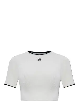 Amiri Cropped Ribbed T-shirt - White