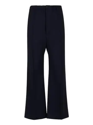 Marni Stitched Crease Flared Trousers In Tropical Wool - Dark Blue