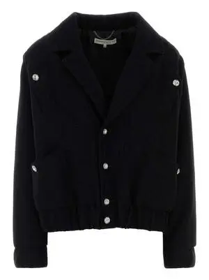 Alessandra Rich Tweed Boucle Oversized Bomber Jacket - Black