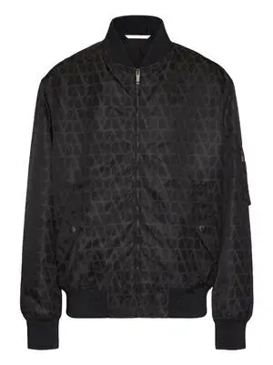 Valentino Garavani Nylon Bomber Jacket With Toile Iconographe Print - Black
