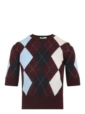 KHAITE Khaite "Anders" Argyle Knit Top