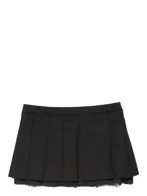 Acne Studios Mini Pleated Skirt With Lace Trim - Black