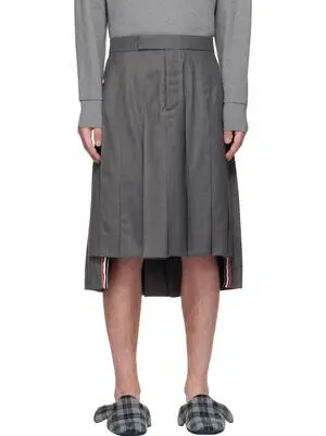 Thom Browne Medium Grey Pleated High-low Hem Skirt - Medium Gray