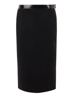 Prada Belted Midi Skirt - Black