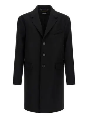 DSQUARED2 Dsquared2 Button-Fastening Wool Coat With Notched Lapel