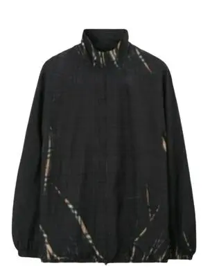 Burberry Zip-up Jacket With Checked Print - Black