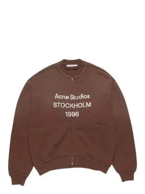 Acne Studios Logo-print Zip Cardigan - Chocolate Brown