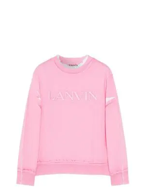 LANVIN Logo Embroidered Crewneck Sweatshirt - Pink
