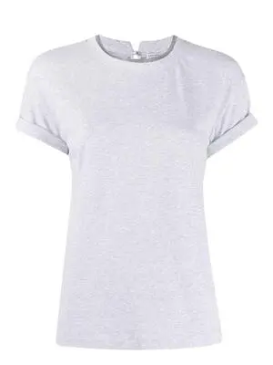 Brunello Cucinelli Embellished Collar T-shirt - White