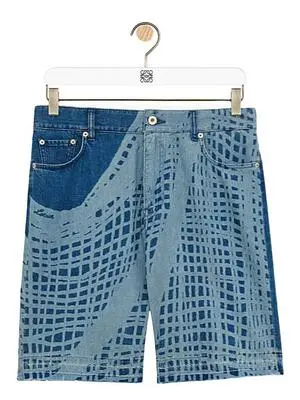 Loewe Printed Denim Shorts - Blue