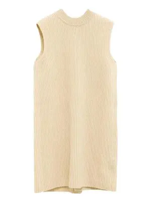 JIL SANDER Sleeveless Knitted Vest - Beige