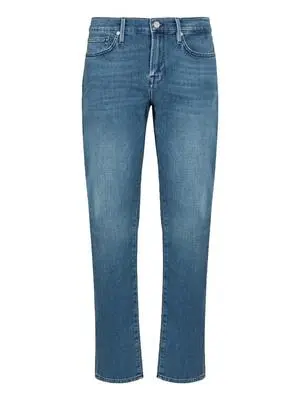FRAME Logo Patch Straight-leg Jeans - Blue