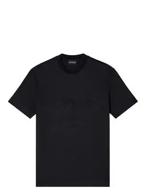 Emporio Armani Logo Embroidered Crewneck T-shirt - Black