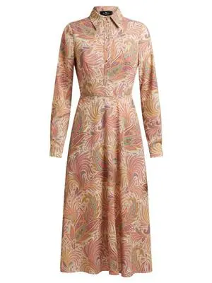 Etro Paisley Printed Stretch Sable Midi Dress - Nude