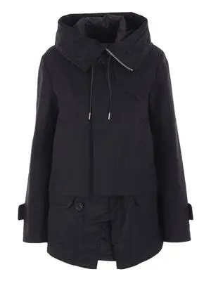 Sacai Double-layer Hooded Jacket - Black