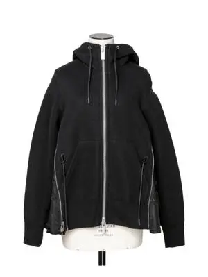 Sacai Sponge Sweat X Nylon Twill Hoodie - Black