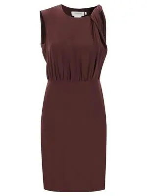 Sportmax Sleeveless Sheath Dress With Draped Shoulder Detail - Red