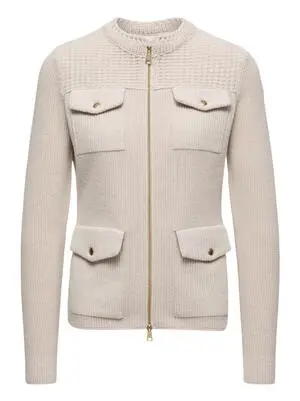 Moncler Padded Wool Zip-up Cardigan - Nude