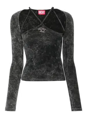 DIESEL® Diesel Ribbed Knit Logo Plaque Top