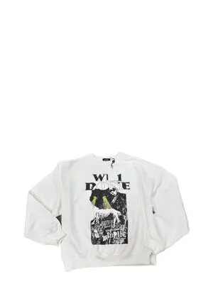 We11Done Crewneck Long Sleeve Sweatshirt With Printed Pattern - White
