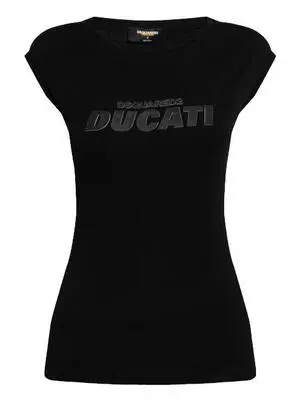 Dsquared2 Dsquared2 Ducati Logo Printed Crewneck T-Shirt Black