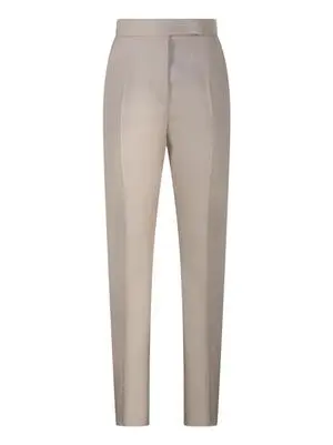 Max Mara Straight-leg Wool, Mohair, And Silk Trousers - Nude