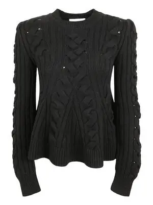 Alexander McQueen Peplum Cable-knit Jumper - Black