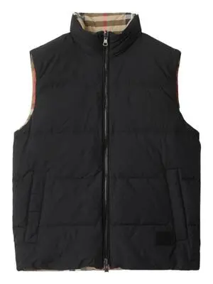 Burberry Reversible Check Nylon Puffer Gilet - Black