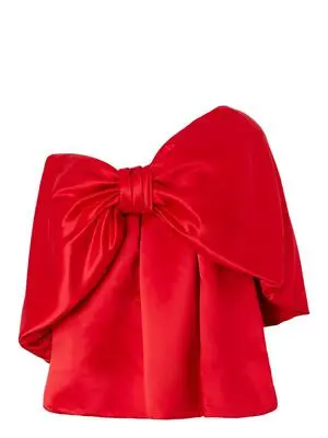 Simone Rocha Oversized Bow Satin Top - Red