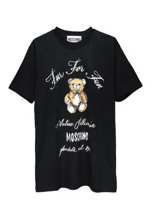 Moschino Round Neck Printed T-shirt - Black