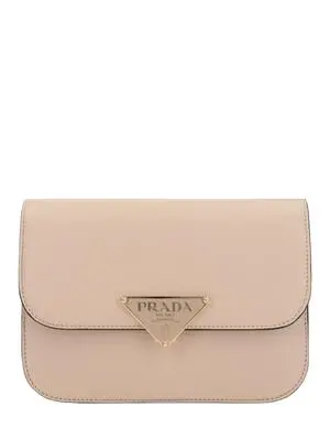 Prada Emblème Flip Shoulder Bag - Nude