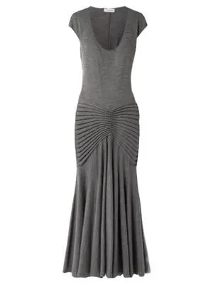 ALAÏA Alaia Pleated Detail Short Sleeve Dress