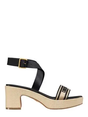 Dior Dior Dway Heeled Sandal With Embroidered Logo Black