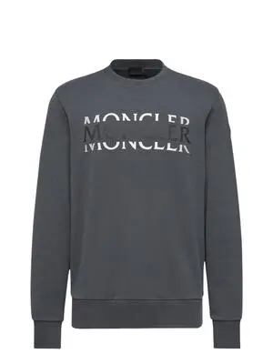 Moncler Cotton Jersey Sweatshirt With Printed Logo - Black