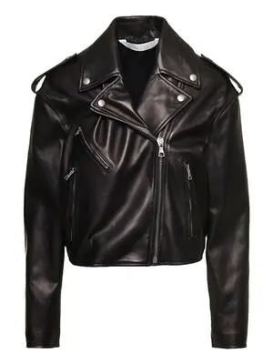 PALM ANGELS Palm Angels Zipped Cropped Leather Jacket