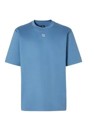 Fendi Fendi FF Plaque Crewneck T-Shirt Light Blue