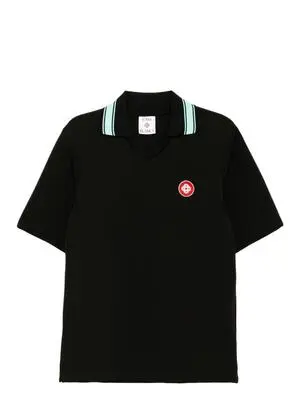 Casablanca Short Sleeved Logo Patch Polo Shirt - Black