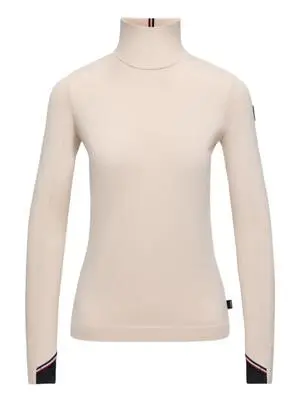 Moncler Logo Patch Turtleneck Top - White Ivory