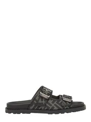 Fendi Ff Motif Buckled Sandals - Black