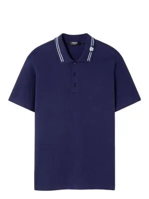 Versace Medusa-embroidered Short-sleeved Polo Shirt - Blue