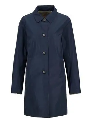 Barbour Straight Hem Buttoned Coat - Navy Blue