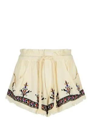 Isabel Marant Étoile Drawstring Embroidered Shorts - Beige