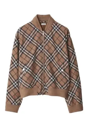 Burberry Checked Zip-up Jacket - Brown