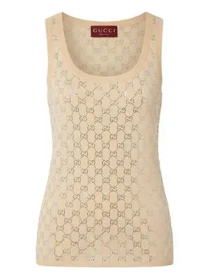 Gucci Monogrammed Embellished Tank Top - Nude