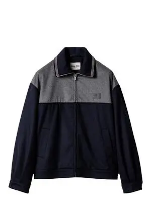 Miu Miu Miu Miu Two-Toned Zip-Up Jacket Black