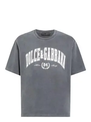 Dolce & Gabbana Dolce Gabbana Logo Printed Crewneck T-shirt - Grey