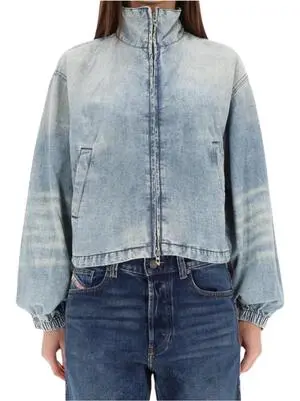 DIESEL® Diesel High-Neck Zip-Up Denim Jacket