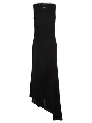 Off-White Embellished Asymmetric Sleeveless Dress - Black