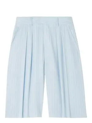 THE FRANKIE SHOP Vivian Pleated Pinstripe Shorts - Blue
