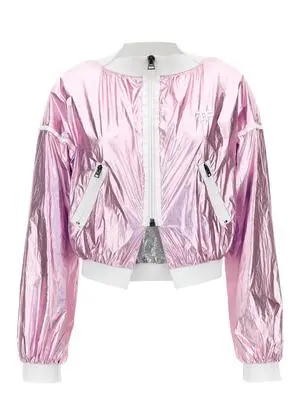 TOM FORD Cropped Zip-up Bomber Jacket With Embroidered Logo - Pink